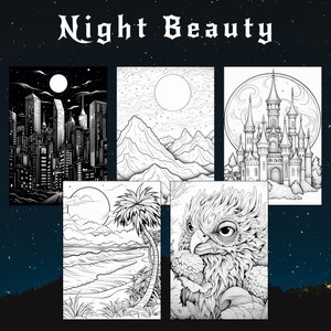 35 Night Beauty Coloring Page, Night Coloring, Moonlight Coloring Book ...