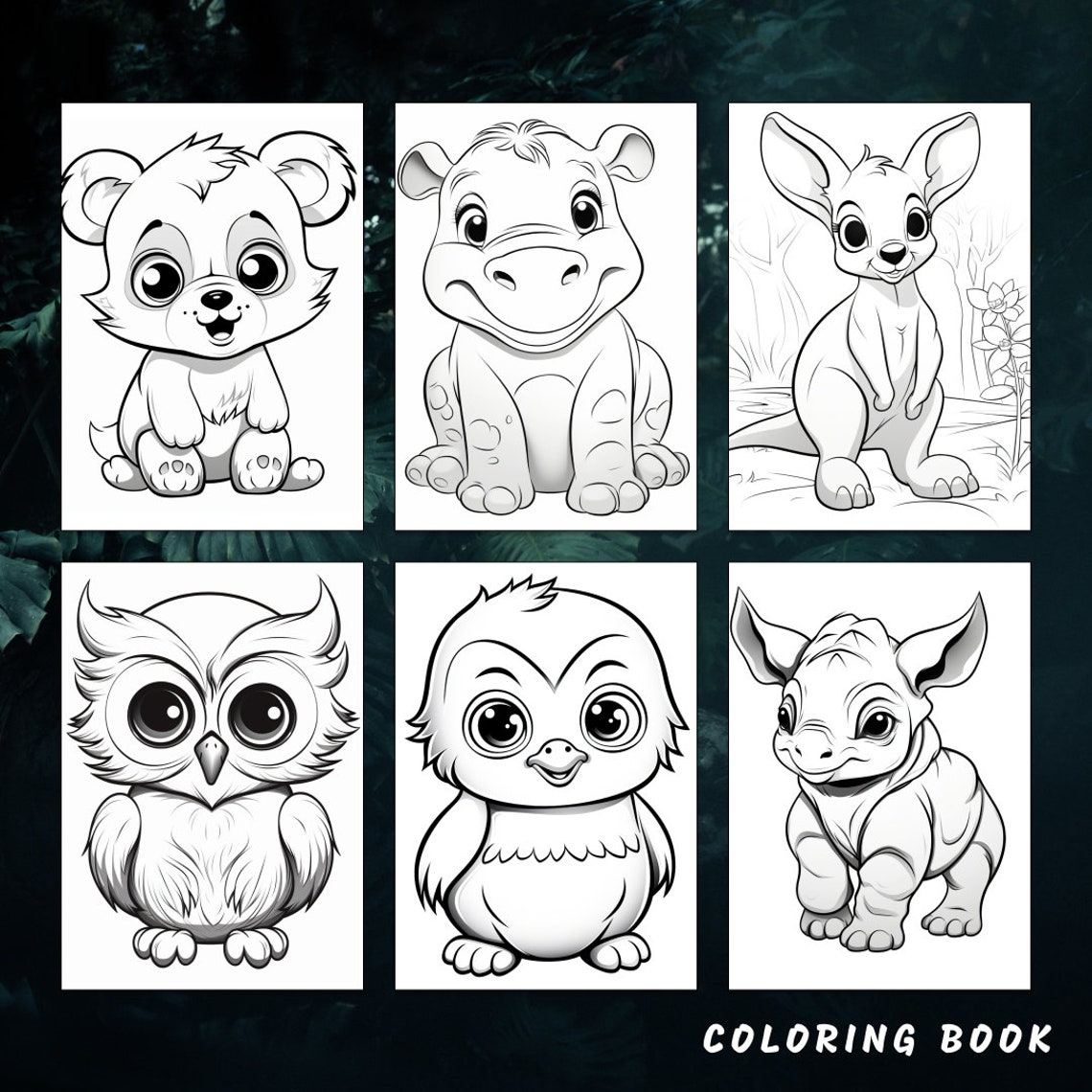 26 Wild Animal Coloring Page Cute Animal Coloring Book - Etsy