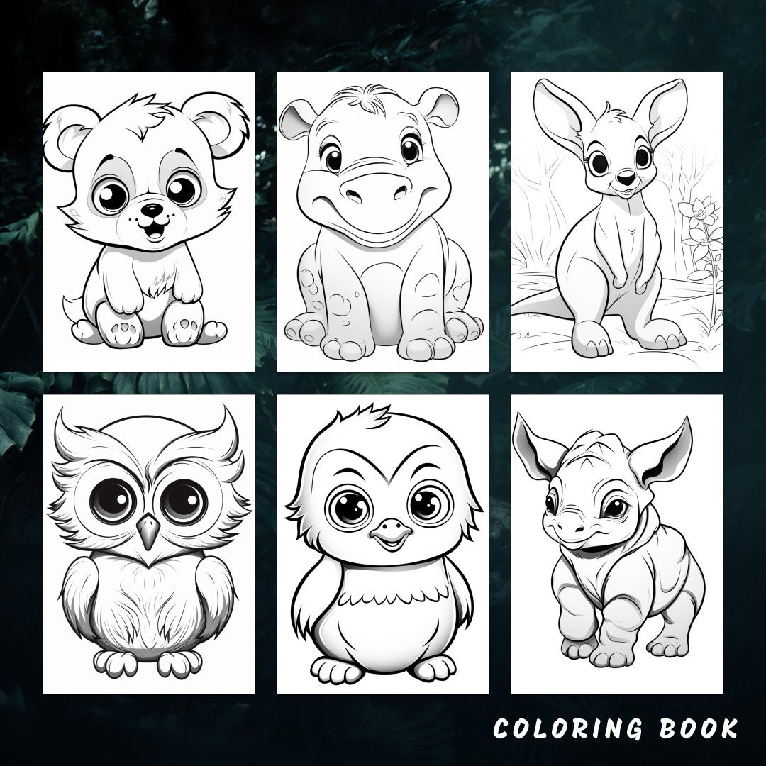 26 Wild Animal Coloring Page, Cute Animal Coloring Book, Animal ...