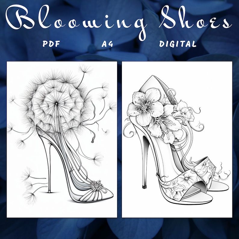 29 Blooming Shoes Coloring Page, Shoes Coloring Book, Heels Coloring ...