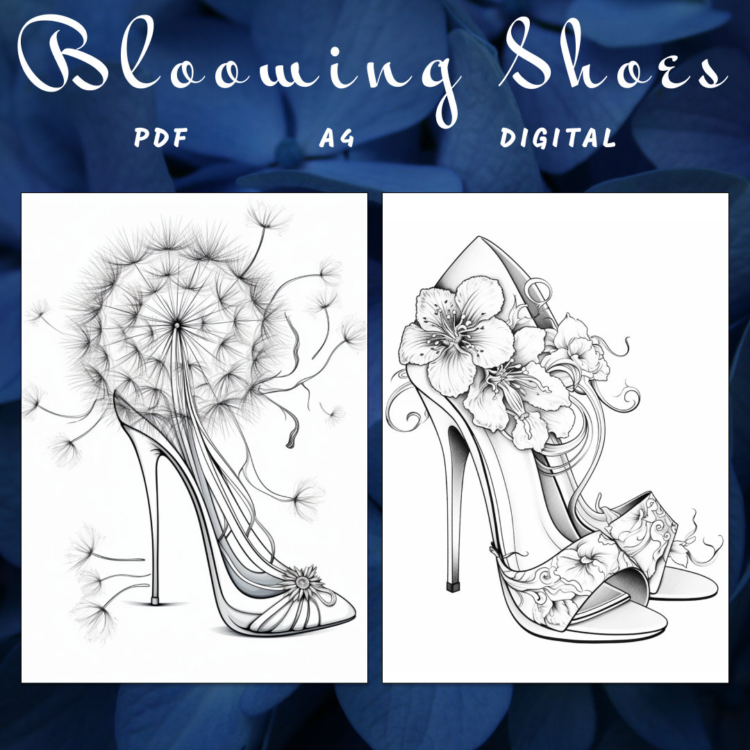 29 Blooming Shoes Coloring Page, Shoes Coloring Book, Heels Coloring ...