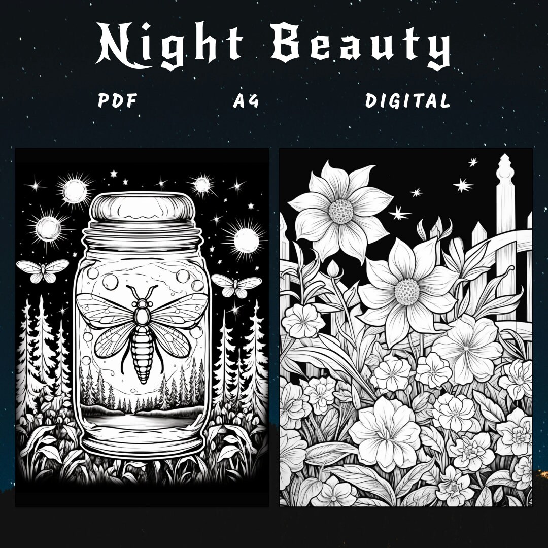 35 Night Beauty Coloring Page, Night Coloring, Moonlight Coloring Book ...