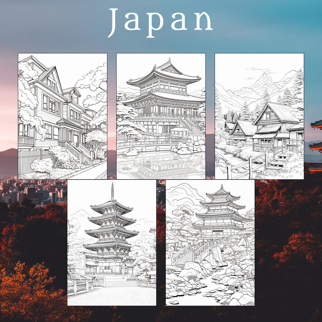 26 Japan Coloring Page, Japan Architecture Coloring, Japanese Scenes ...