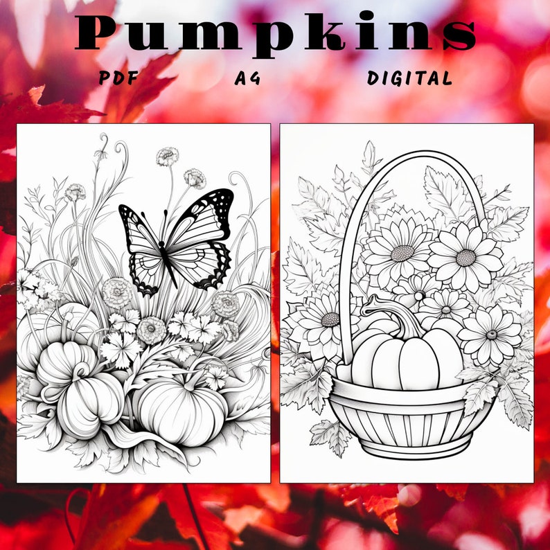 30 Autumn Pumpkins Coloring Page, Autumn Coloring, Coloring Book ...