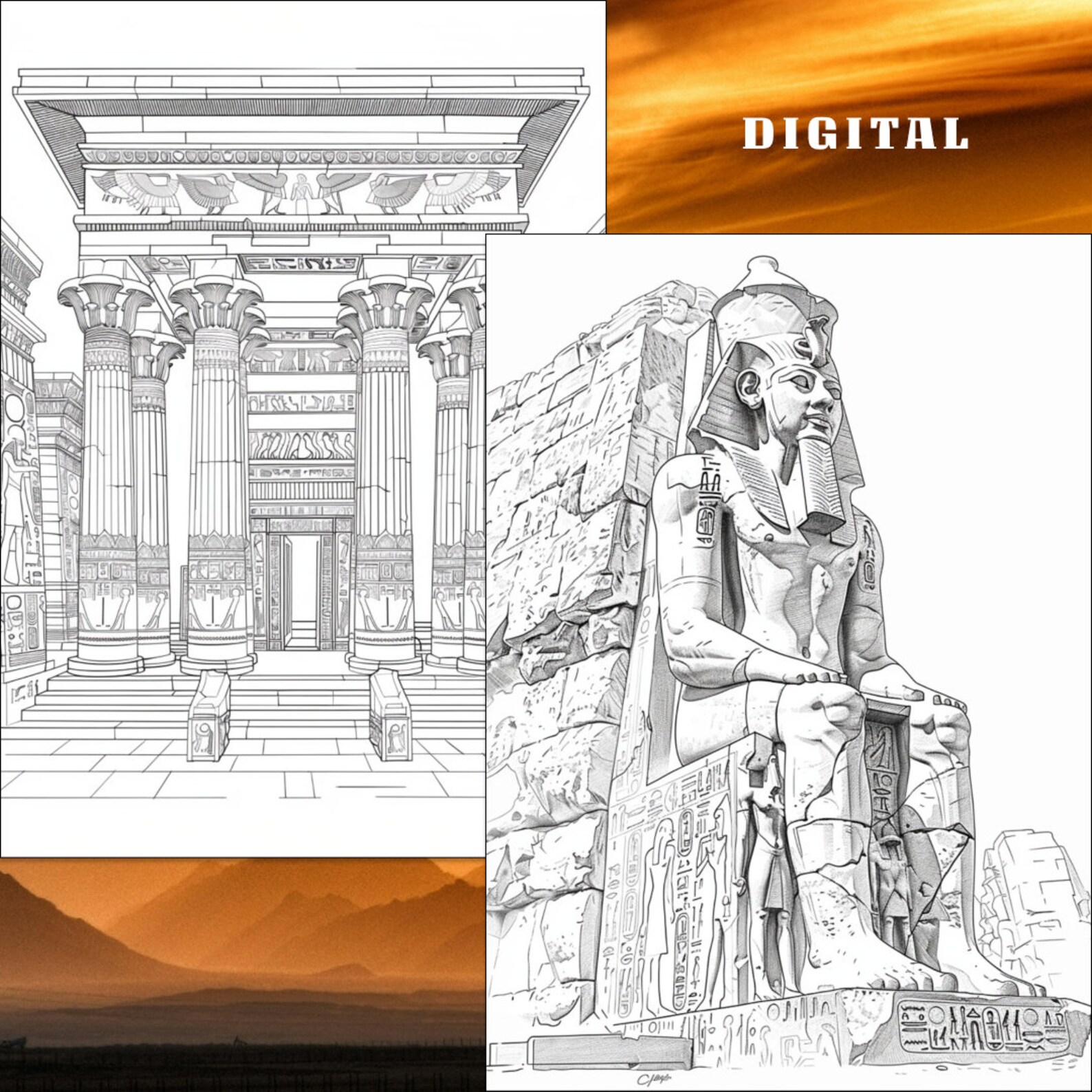 26 Egypt Coloring Page, Egyptian Architecture Coloring, Pyramids ...