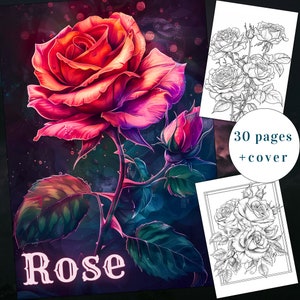 30 Rose Coloring Page, Flowers Coloring Book, Roses Coloring Book ...
