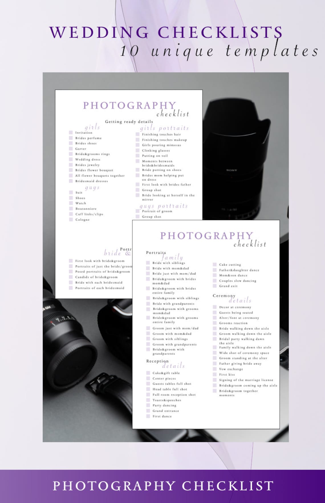 Digital Wedding Checklist, Photography Shot List, Wedding Planning ...