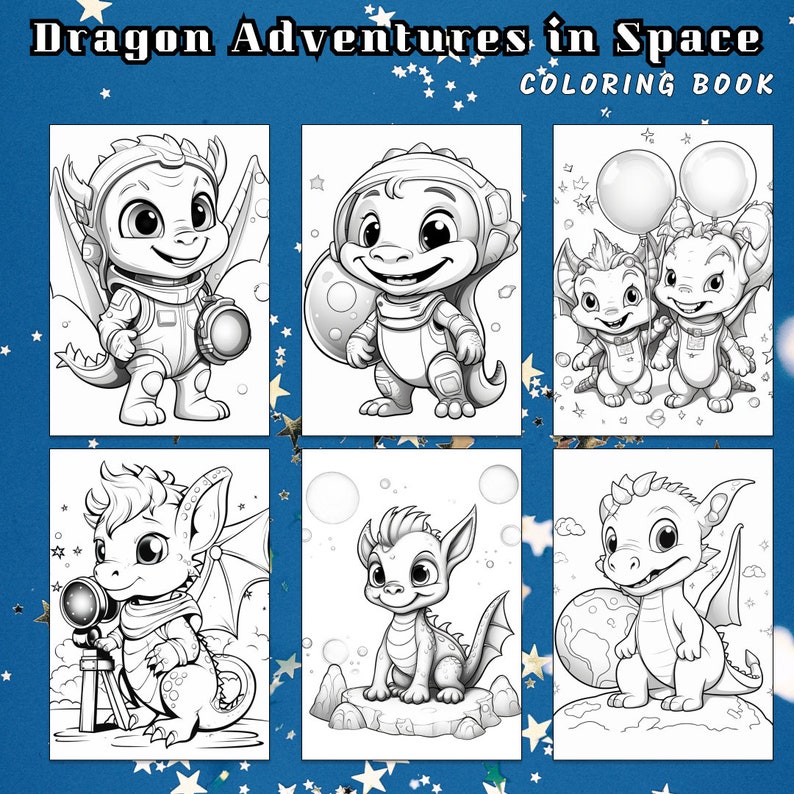 Cute Dragon Coloring Page Book, Adults + Kids- Instant Download, Dragon ...