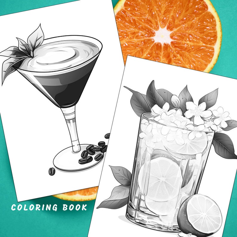 32 Cocktails Coloring Page, Cocktail Party Coloring, Drinks Coloring ...