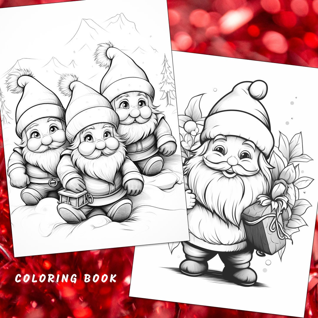 24 Christmas Gnome Coloring Page, Cute Gnome Coloring, Gnomes Coloring ...