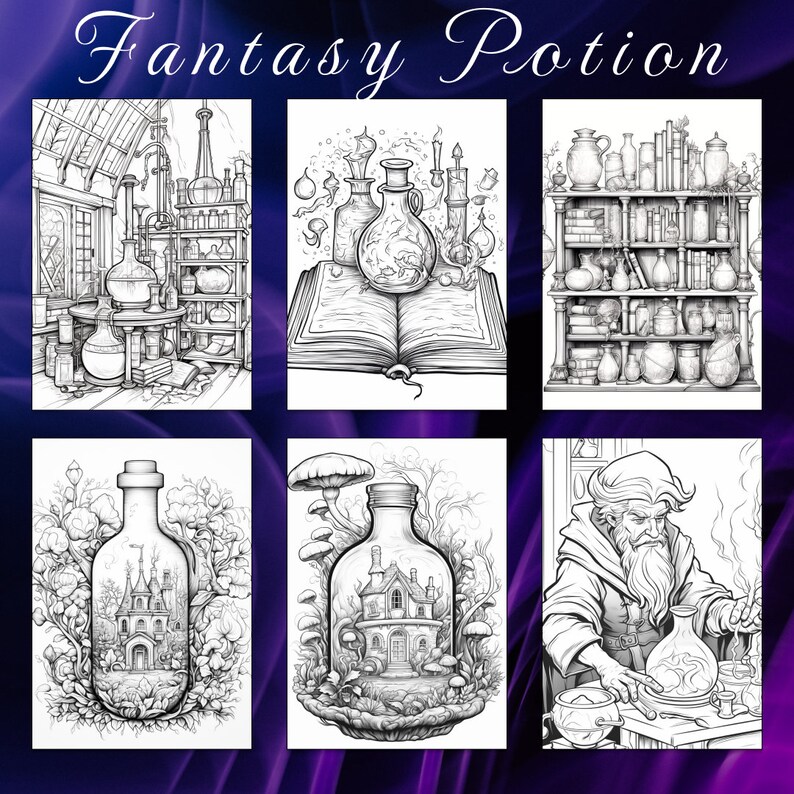 32 Fantasy Potion Coloring Page, Fantasy Coloring, Poison Coloring Book ...