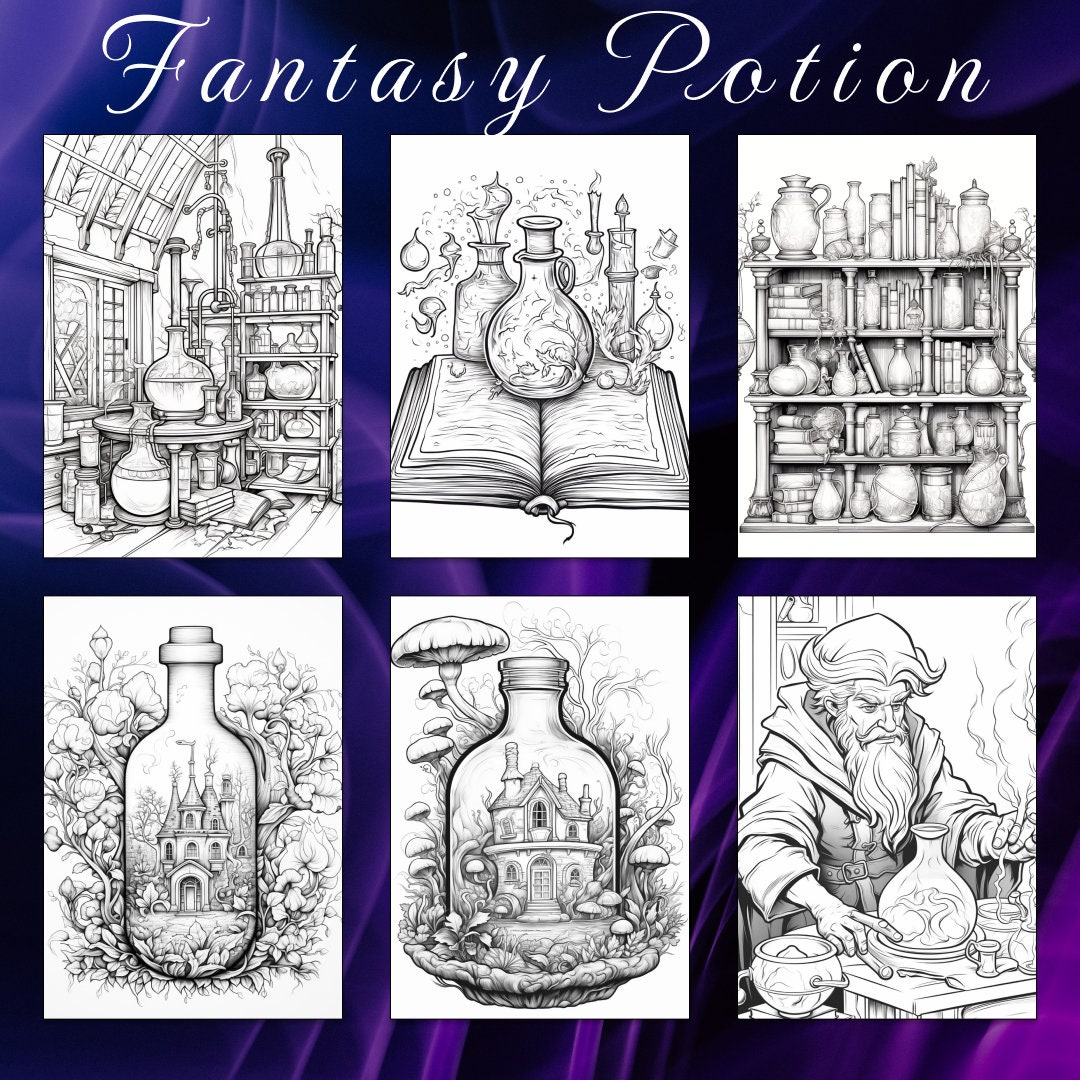 32 Fantasy Potion Coloring Page, Fantasy Coloring, Poison Coloring Book ...
