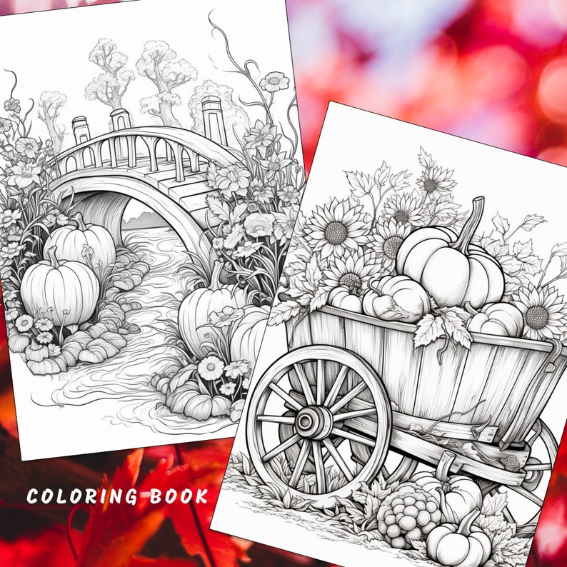 30 Autumn Pumpkins Coloring Page, Autumn Coloring, Coloring Book ...