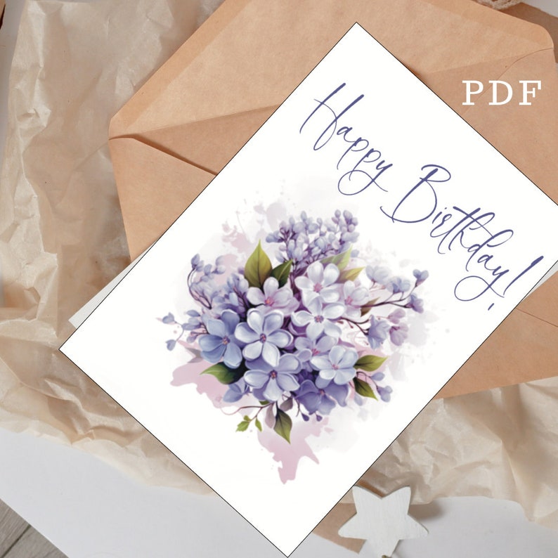 Lilac Birthday Card, Happy Birthday Card, Digital Birthday Card ...