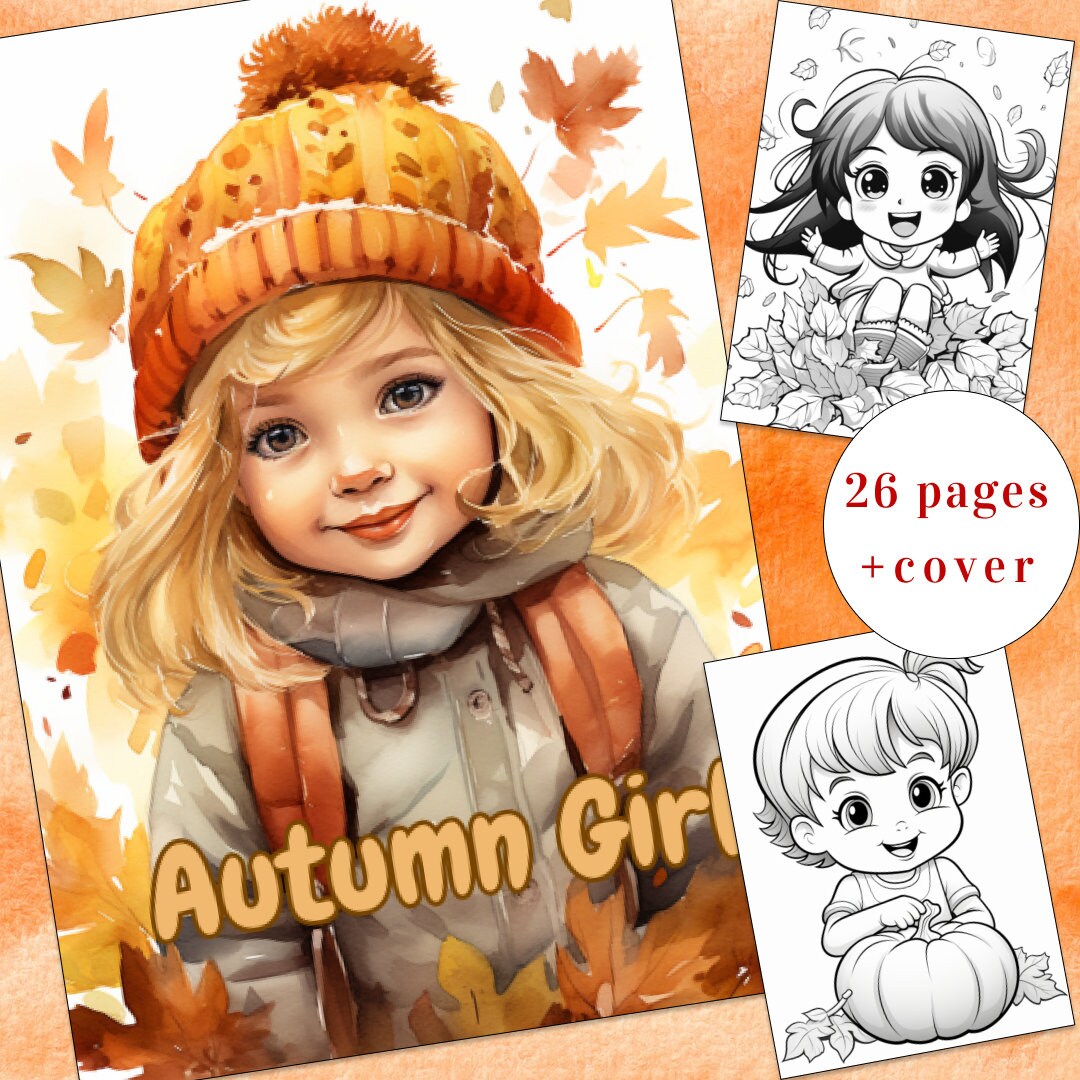 26 Autumn Girl Coloring Page, Cute Girl Coloring, Autumn Coloring ...