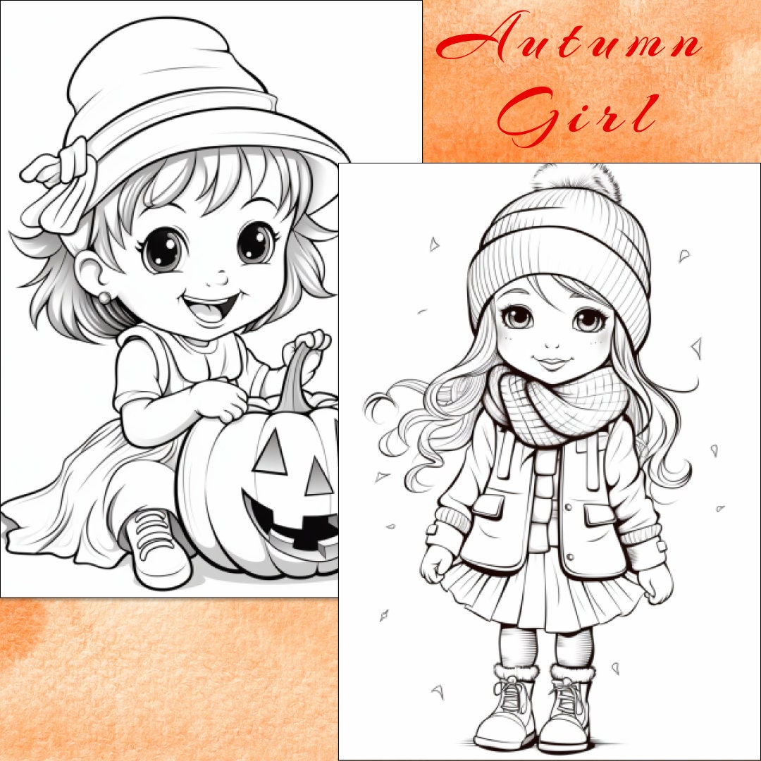 26 Autumn Girl Coloring Page, Cute Girl Coloring, Autumn Coloring ...