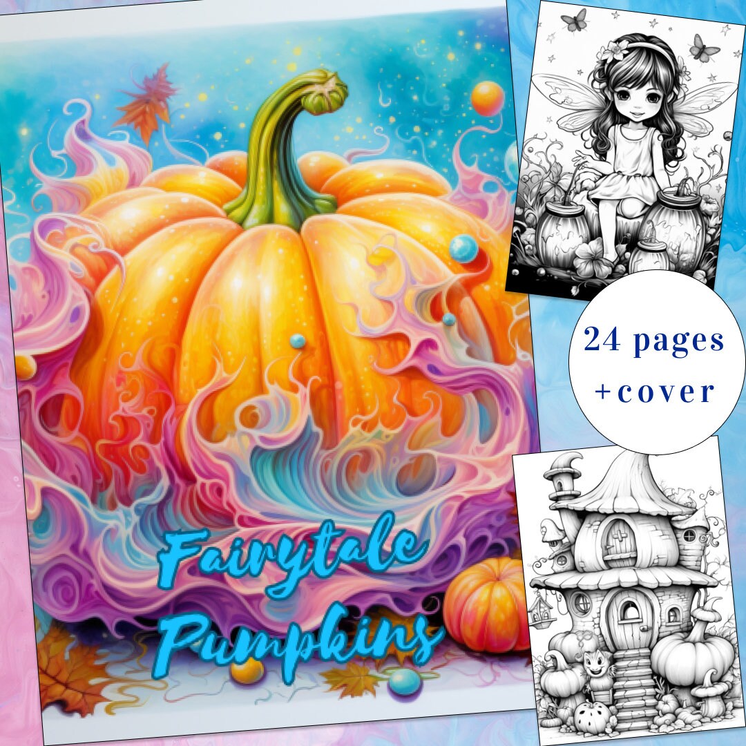 24 Fairytale Pumpkins Coloring Page, Autumn Coloring, Coloring Book ...