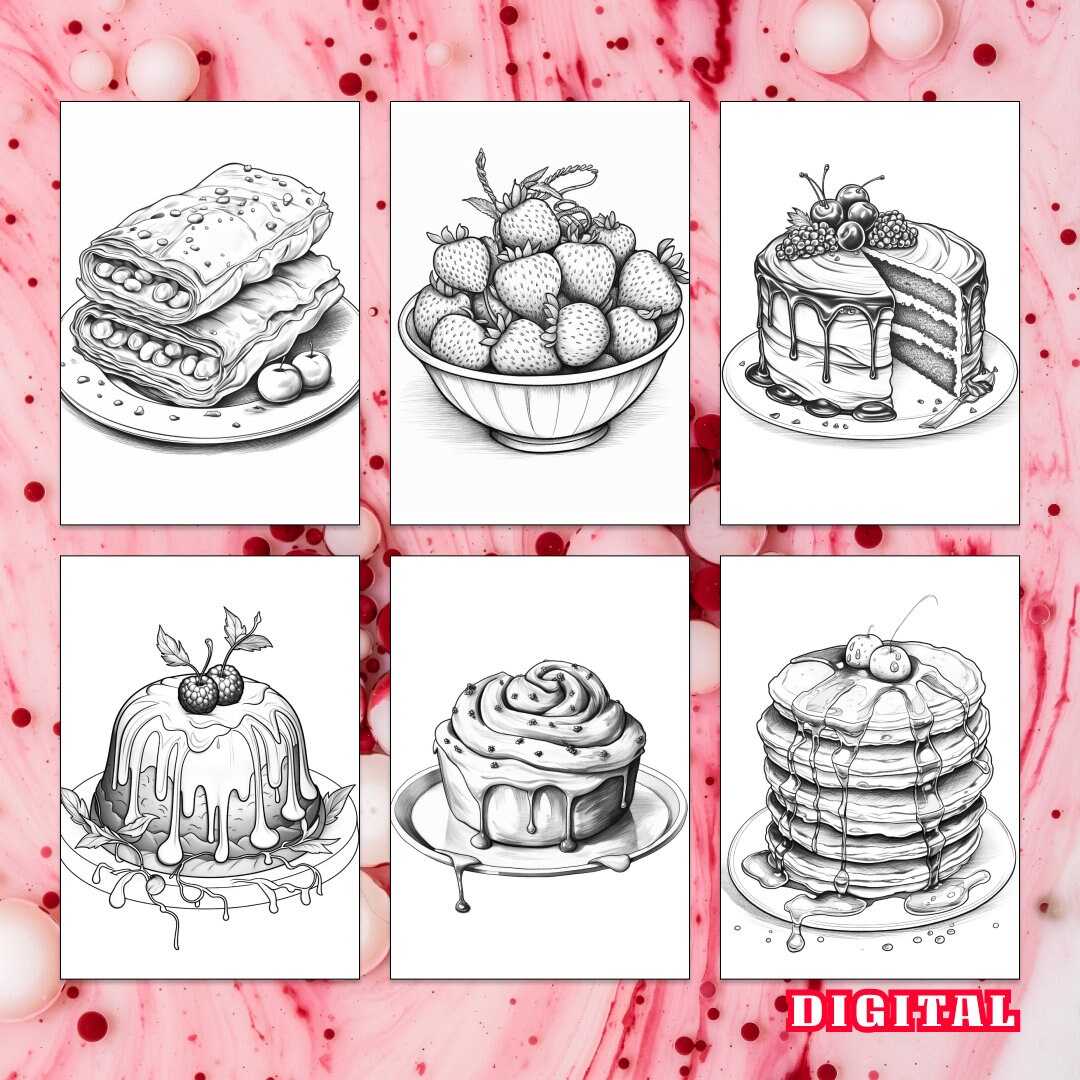 27 Desserts Coloring Page Cakes Coloring Book Desserts - Etsy