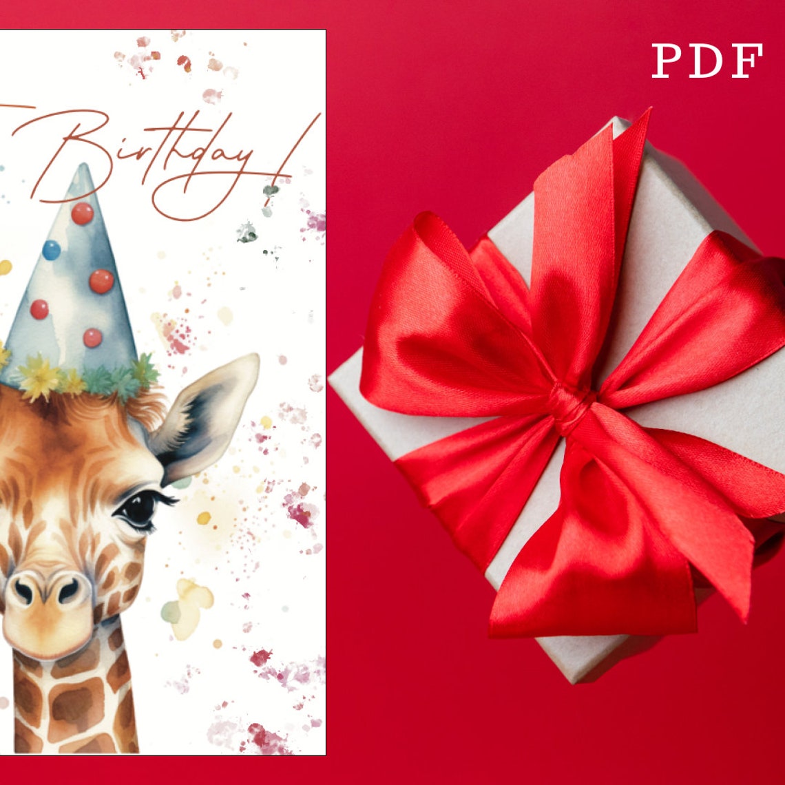 Giraffe Birthday Card, Happy Birthday Card, Digital Birthday Card ...