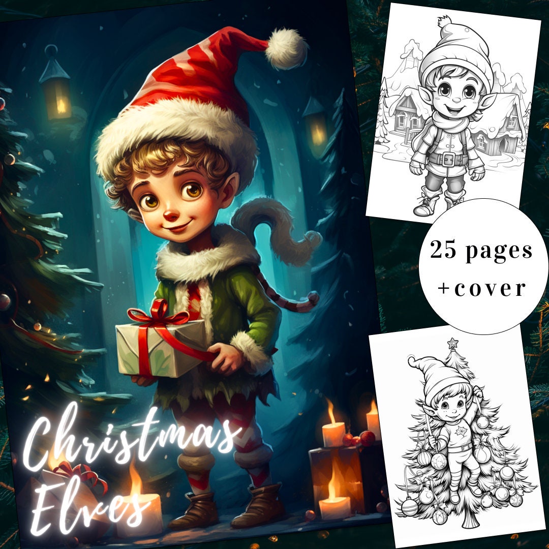 25 Christmas Elves Coloring Page, Christmas Coloring, Elf Coloring Book ...