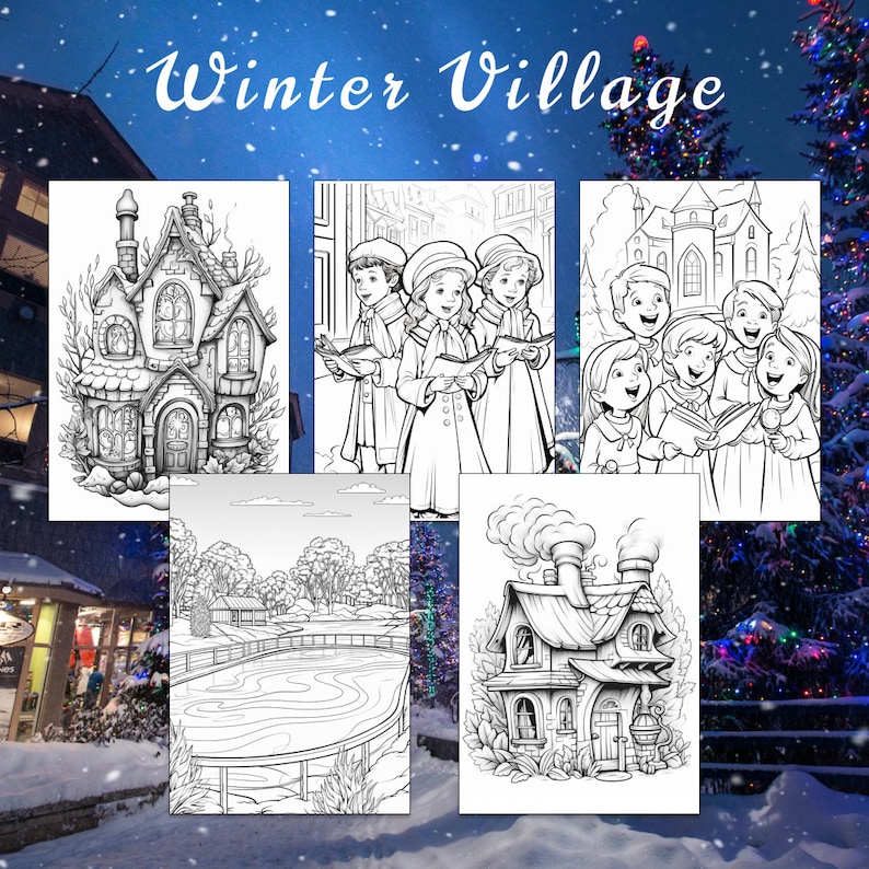 24 Winter Village Coloring Page, Fantasy Coloring, Winter Coloring ...
