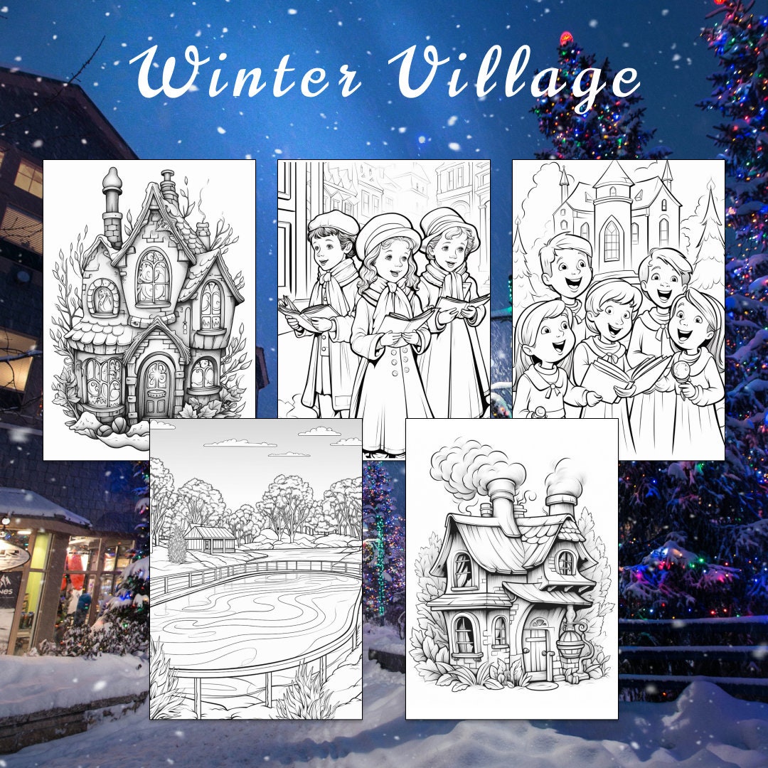 24 Winter Village Coloring Page, Fantasy Coloring, Winter Coloring ...