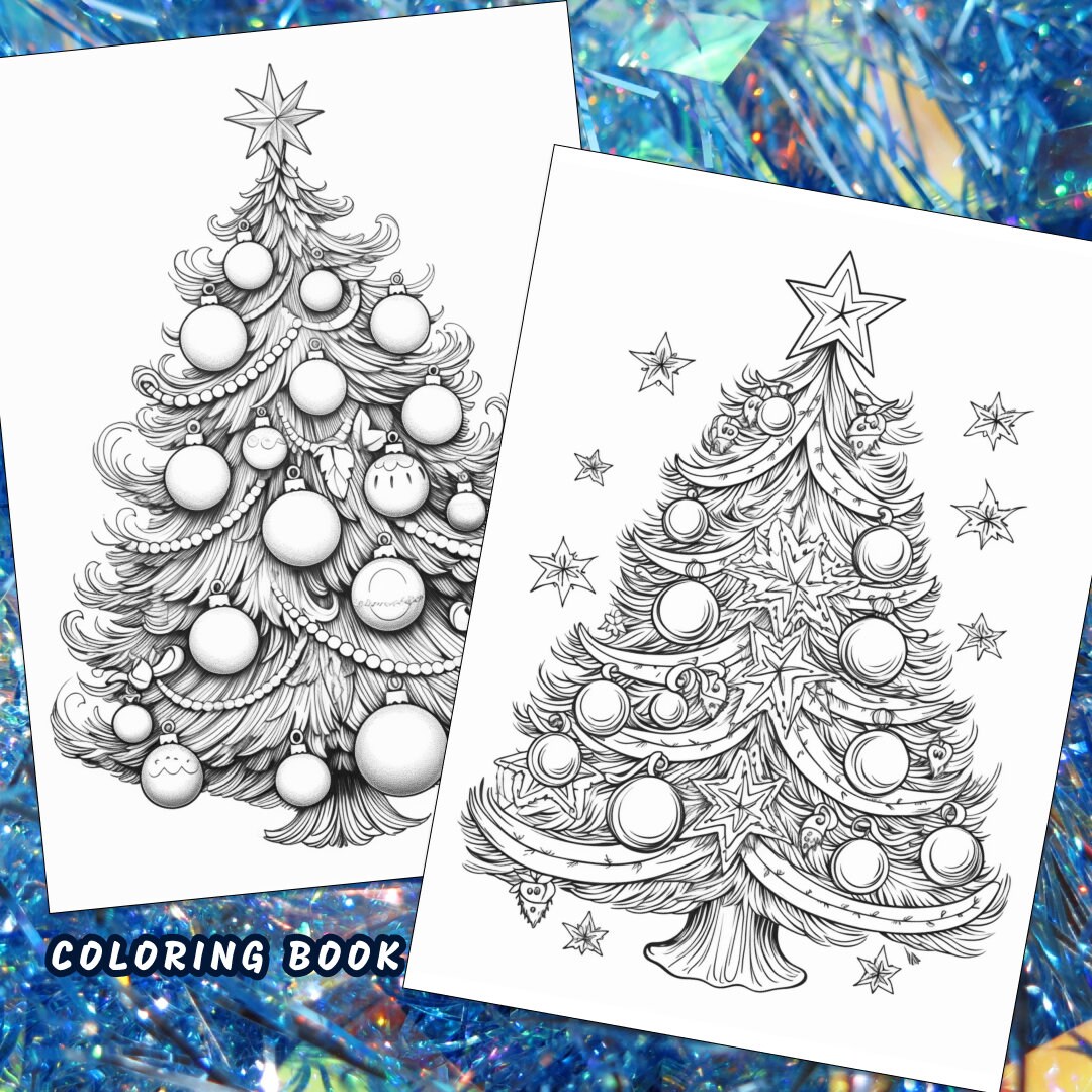 23 Christmas Tree Coloring Page, New Year Coloring Book, Holiday ...