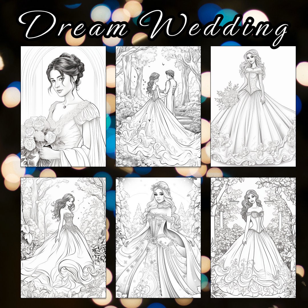30 Wedding Lady Coloring Page Book Bride Coloring Wedding - Etsy