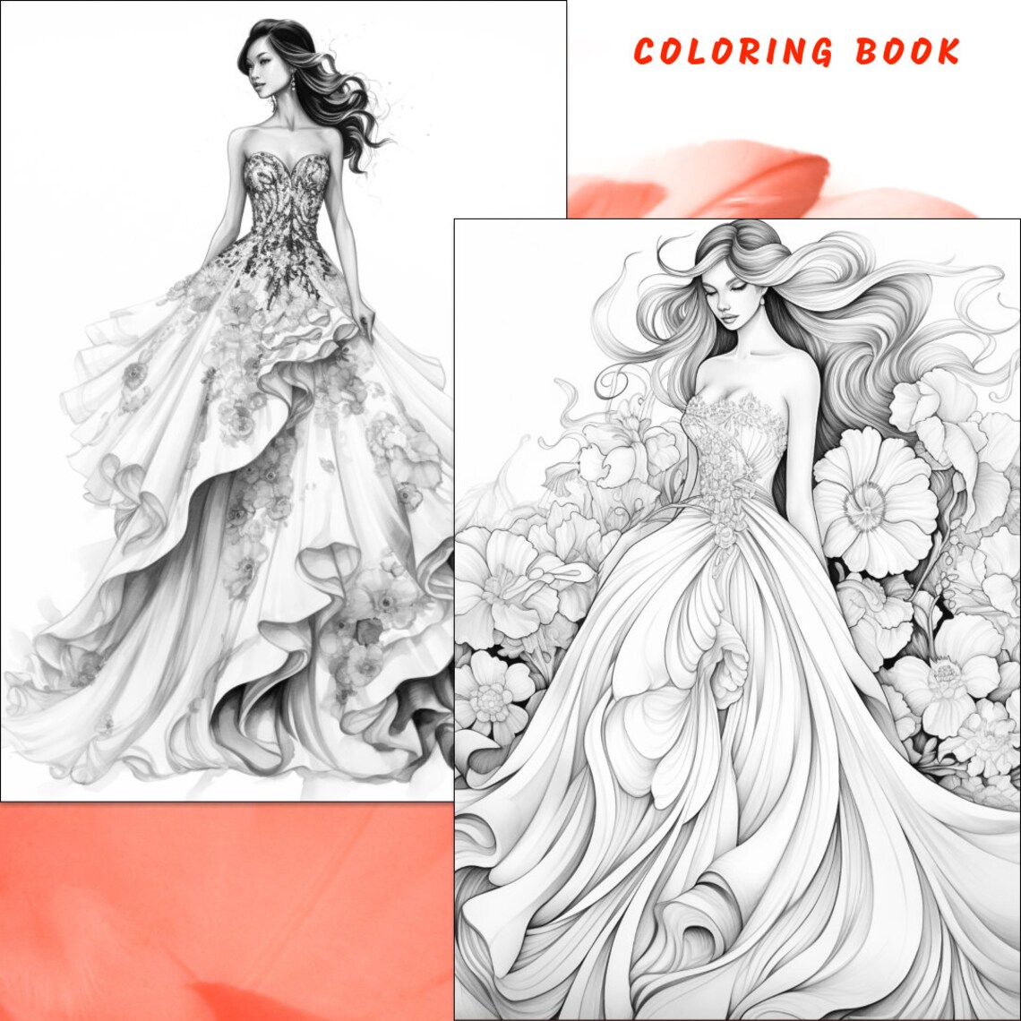 High Fashion Lady Coloring Book, 27 Page Printable (PDF) - Etsy