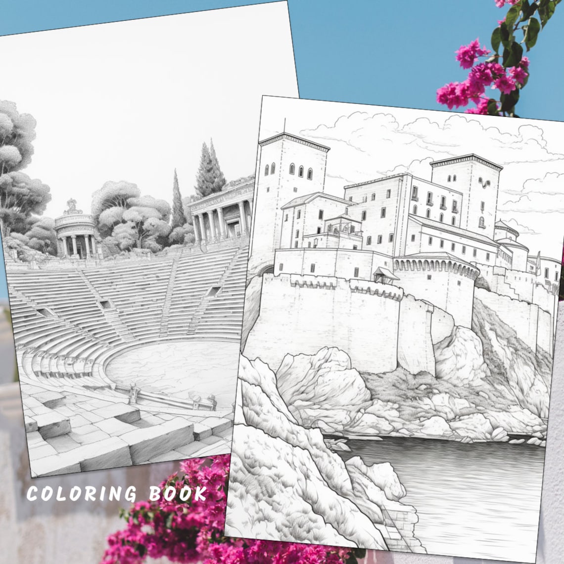 25 Greece Coloring Page, Greece Architecture Coloring, Greek Scenes ...