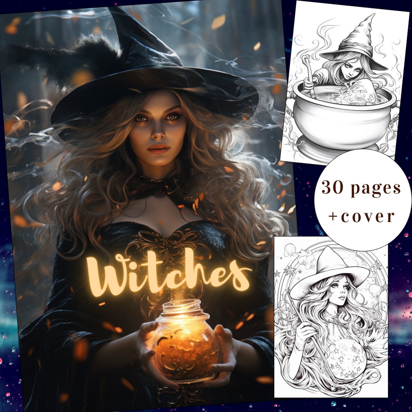 30 Witches Coloring Page, Autumn Coloring, Magic Witch Coloring Book ...