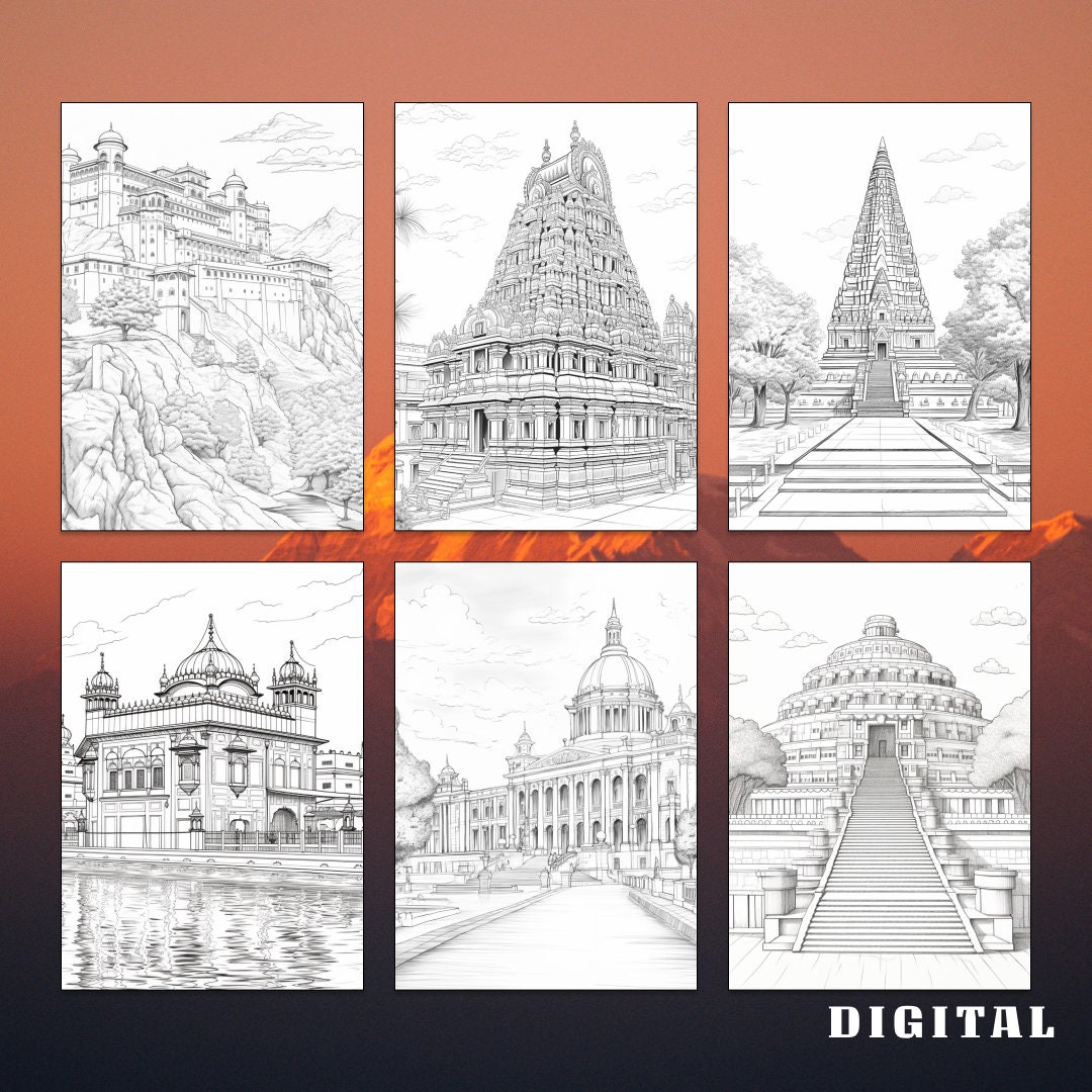 25 India Coloring Page, India Architecture Coloring, Indian Scenes ...