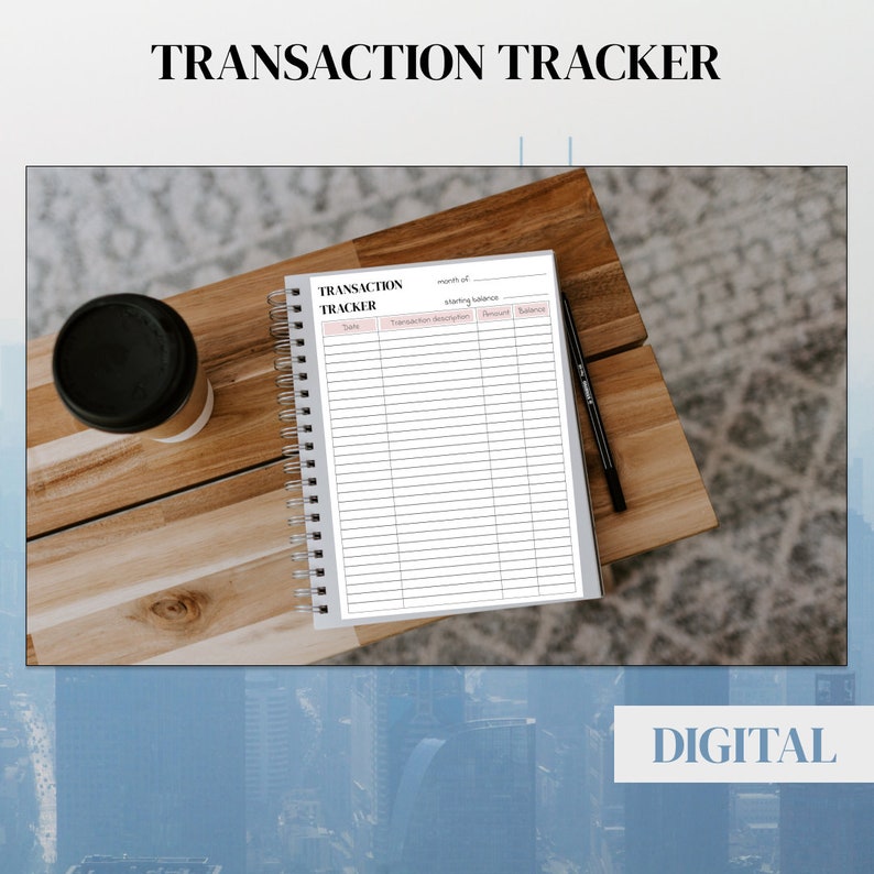 Digital Transaction Tracker, Template Planner, A4, PDF, Expense Tracker ...