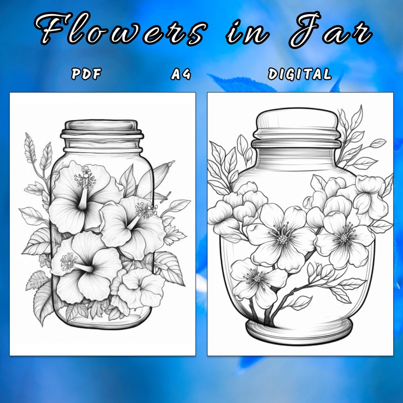 26 Flowers in Jar Coloring Page, Flower Coloring Page, Flowers Coloring ...