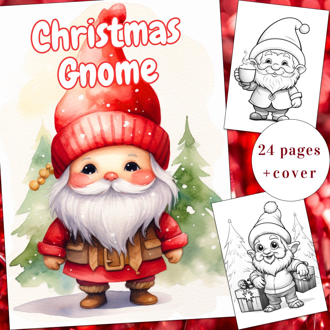 24 Christmas Gnome Coloring Page, Cute Gnome Coloring, Gnomes Coloring ...