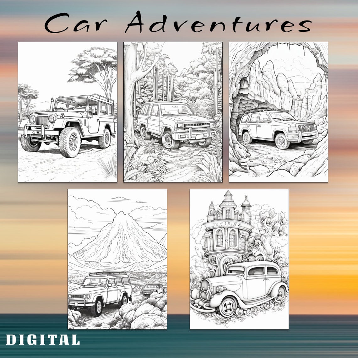 26 Car Coloring Book Car Coloring Page Car Coloring Auto - Etsy