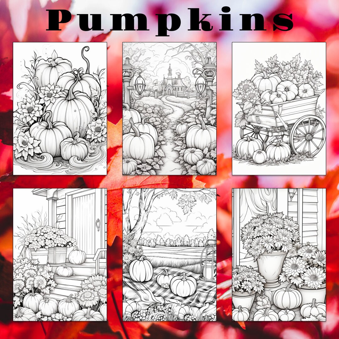 30 Autumn Pumpkins Coloring Page, Autumn Coloring, Coloring Book ...