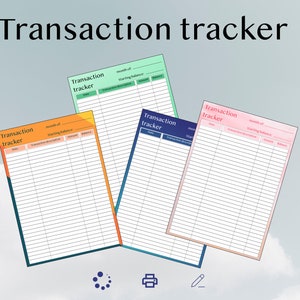 Digital Transaction Tracker, Template Planner, A4, PDF, Expense Tracker ...
