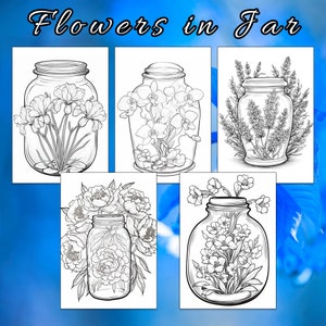 26 Flowers in Jar Coloring Page, Flower Coloring Page, Flowers Coloring ...