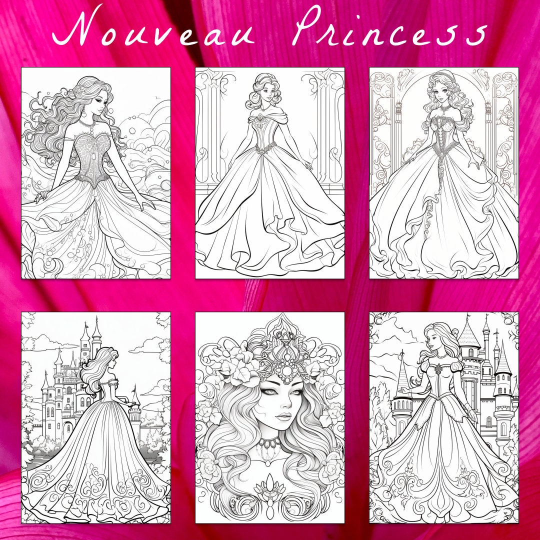 30 Princess Coloring Page Princess Coloring Book Fantasy - Etsy