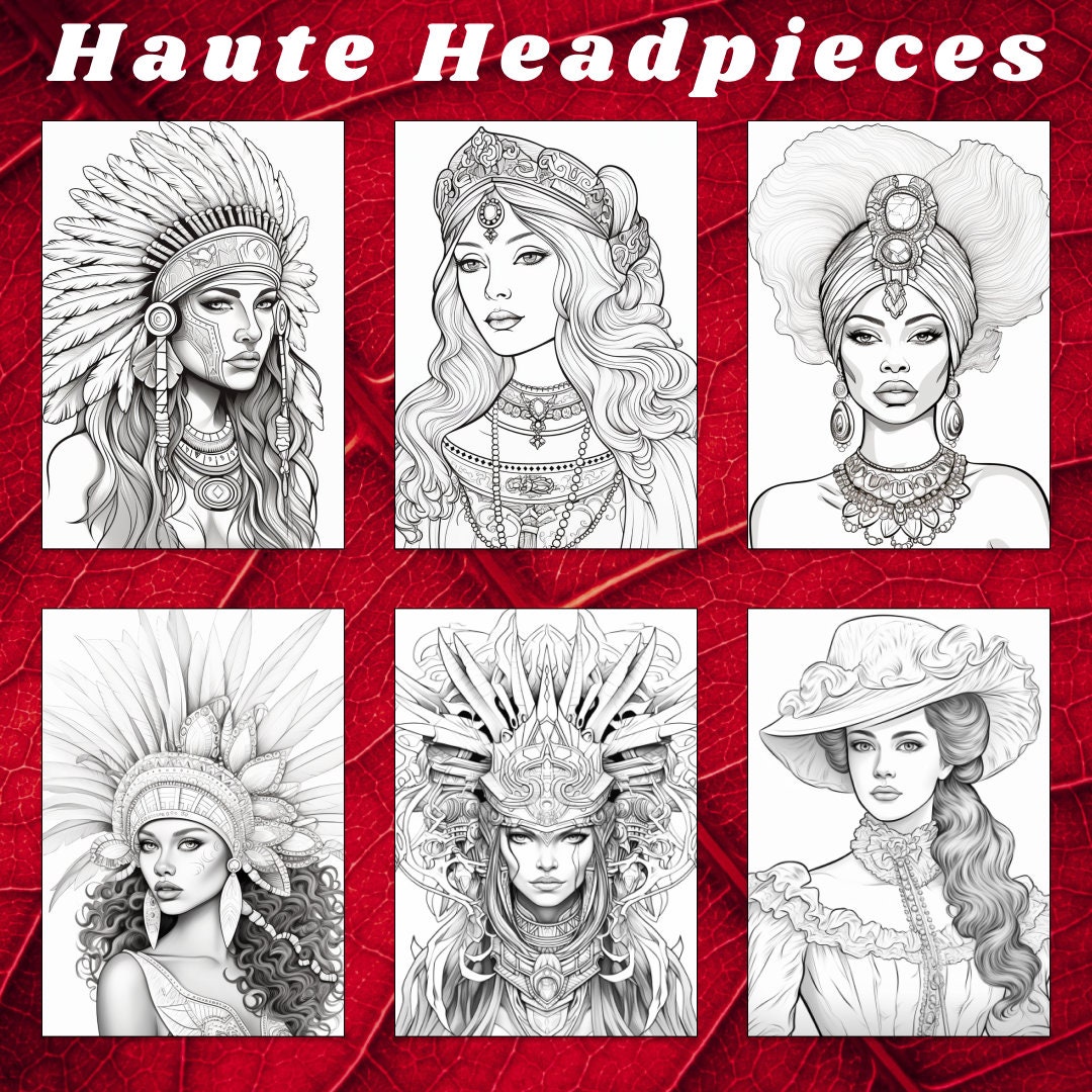 34 Fashion Lady Coloring Page, Lady Coloring Book, Headpieces Lady ...