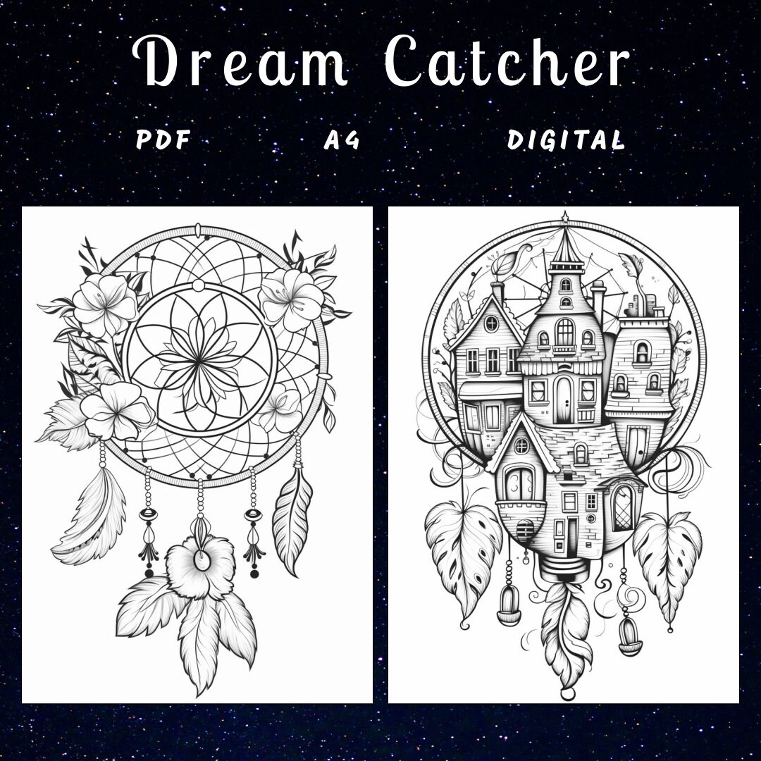 25 Dream Catcher Coloring Page, Fantasy Coloring Book, Night Catcher ...