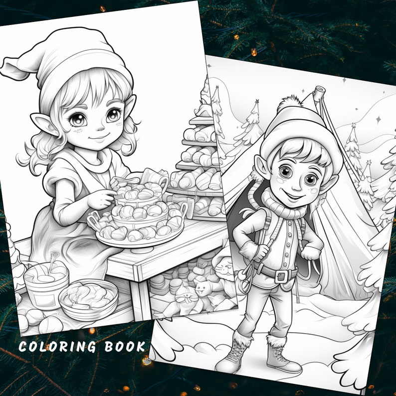 25 Christmas Elves Coloring Page, Christmas Coloring, Elf Coloring Book ...