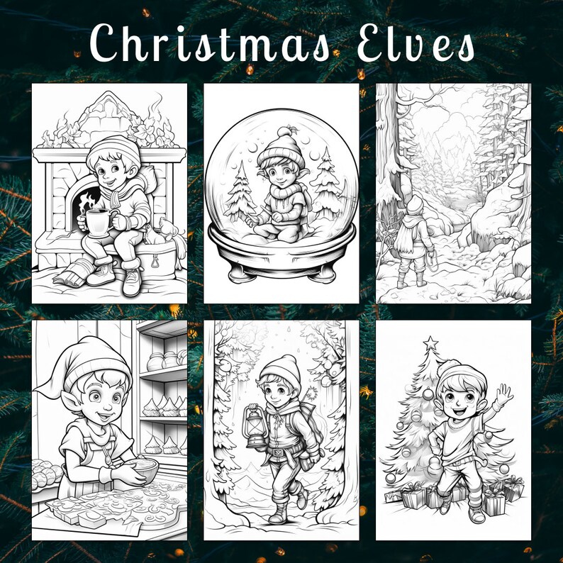 25 Christmas Elves Coloring Page, Christmas Coloring, Elf Coloring Book ...