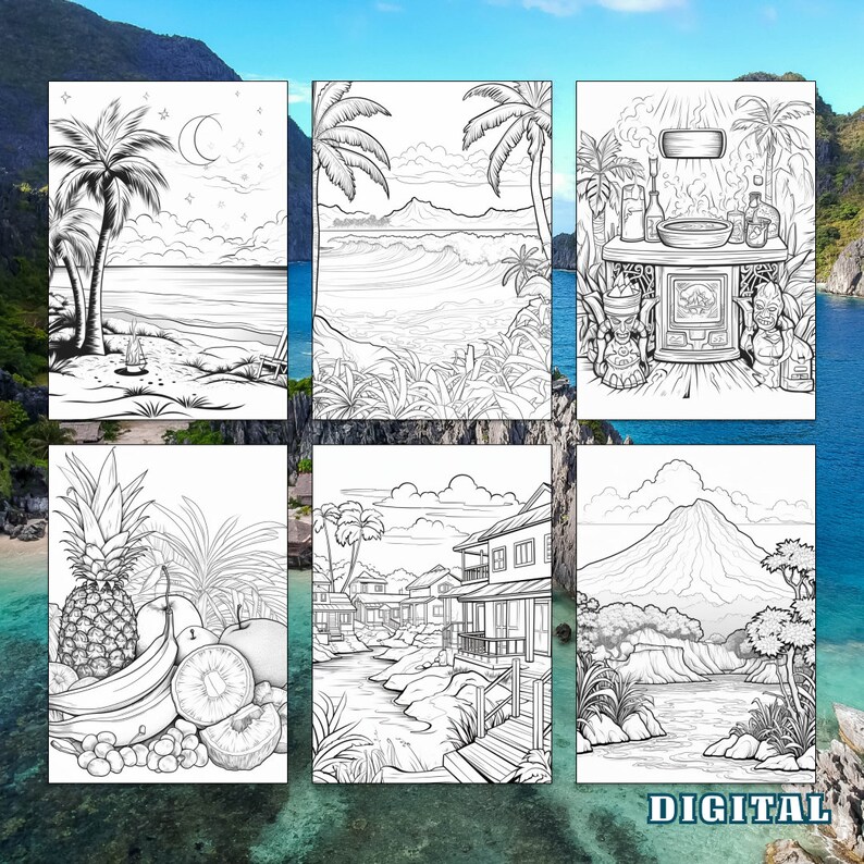 30 Beauty of Island Coloring Page, Island Coloring, Nature Coloring ...