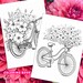 30 Floral Bicycle Coloring Page, Flower Coloring Book, Bicycle Coloring ...