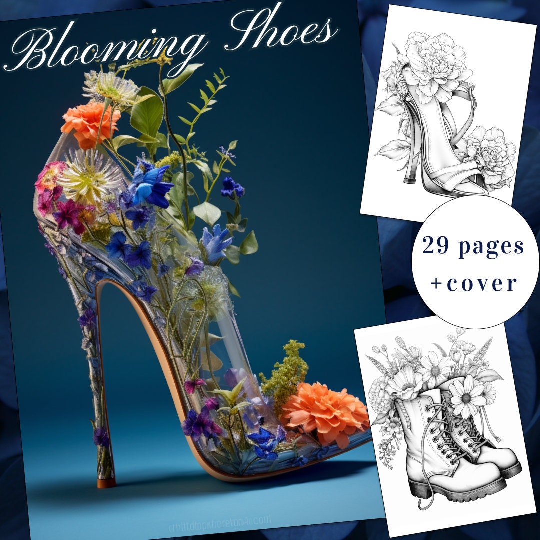 29 Blooming Shoes Coloring Page, Shoes Coloring Book, Heels Coloring ...