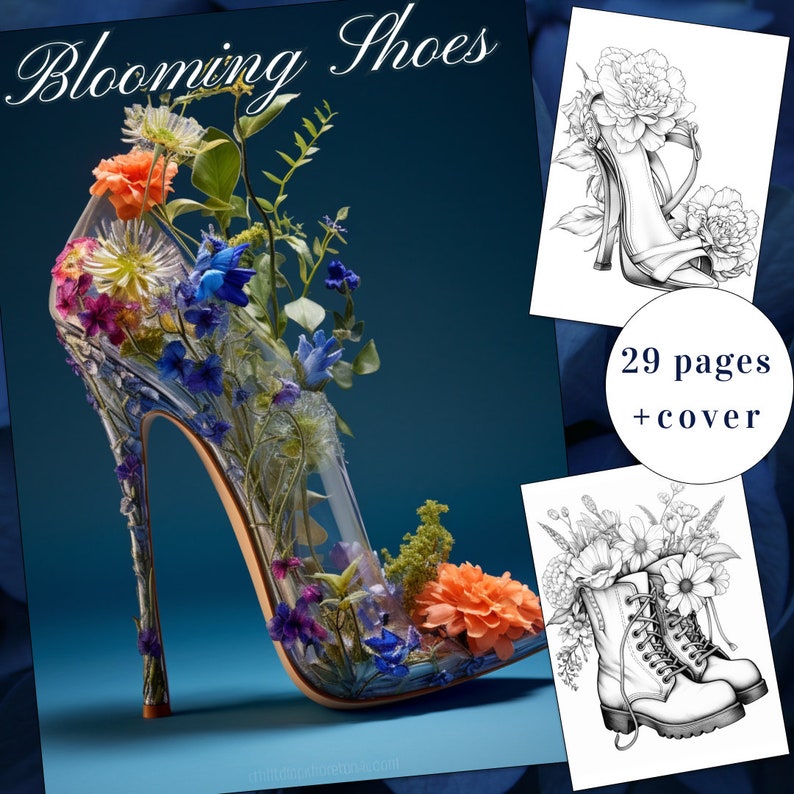 29 Blooming Shoes Coloring Page, Shoes Coloring Book, Heels Coloring ...