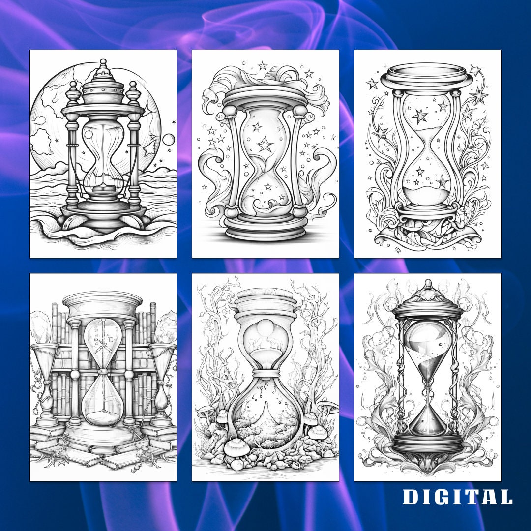 27 Fantasy Hourglass Coloring Page Fantasy Coloring - Etsy