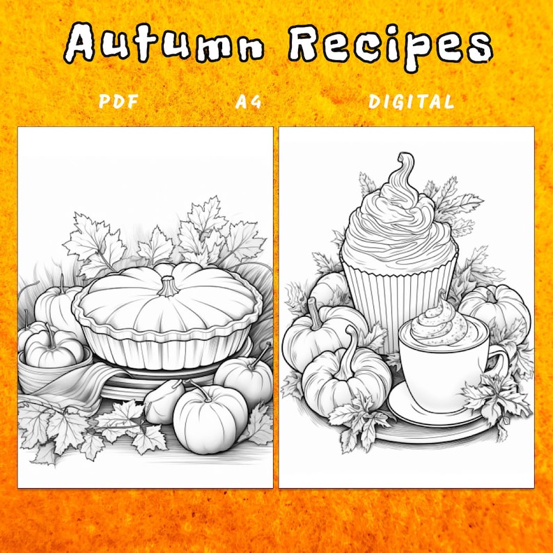 22 Autumn Recipes Coloring Page, Autumn Food Coloring, Coloring Book ...